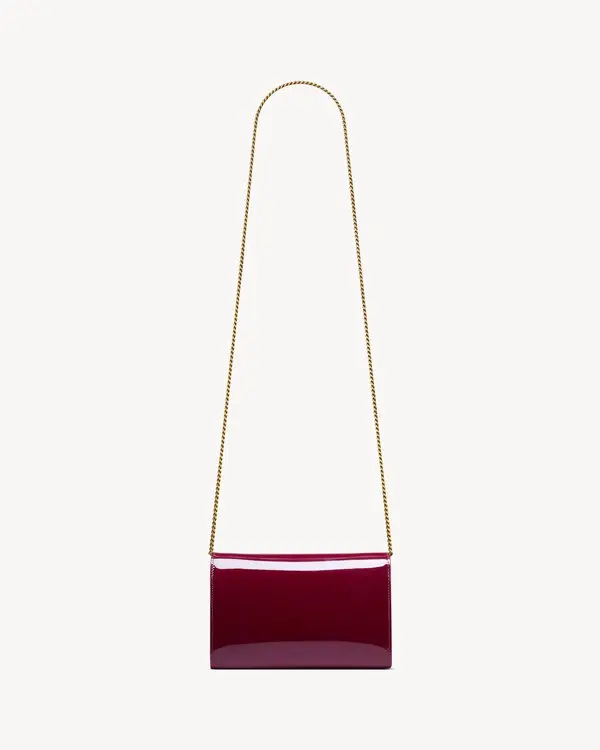 Saint Laurent Patent Leather Cassandre Chain Wallet - Grenade