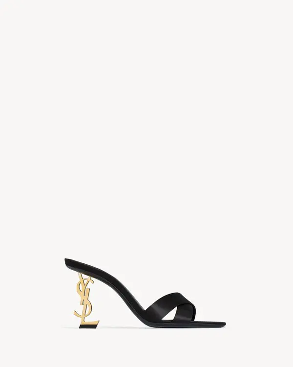 Saint Laurent Opyum Mules In Satin Crepe - Black