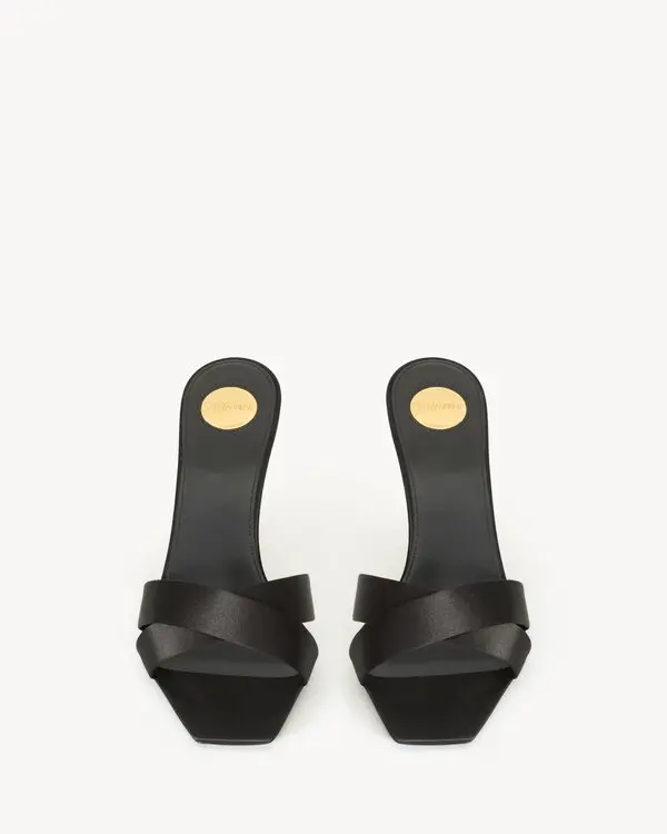 Saint Laurent Opyum Mules In Satin Crepe - Black