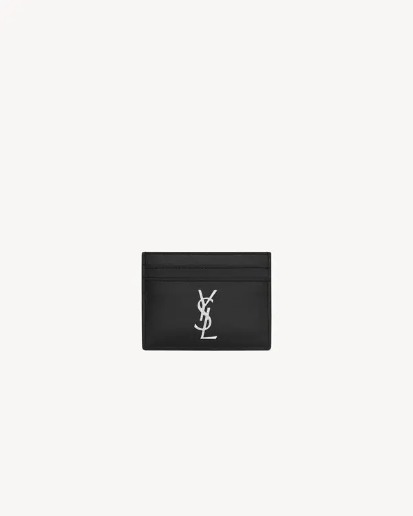 Saint Laurent Cassandre Card Case In Smooth Leather - Black