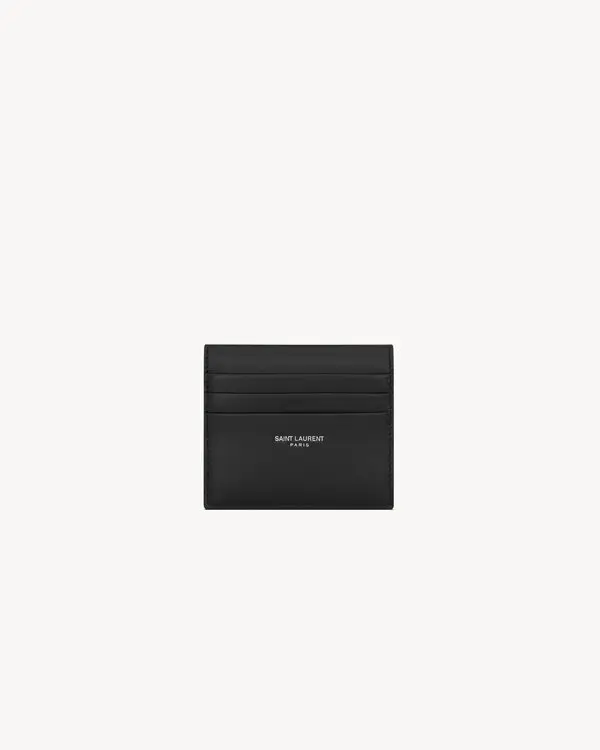 Saint Laurent Paris Reversible Card Case In Smooth Leather - Black