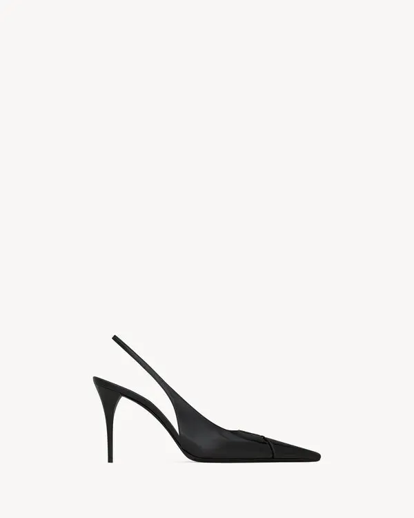 Saint Laurent Babylone Bretel Slingback Pumps In Smooth Leather - Black