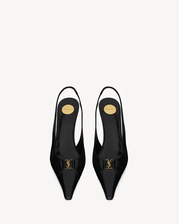 Saint Laurent Babylone Bretel Slingback Pumps In Smooth Leather - Black