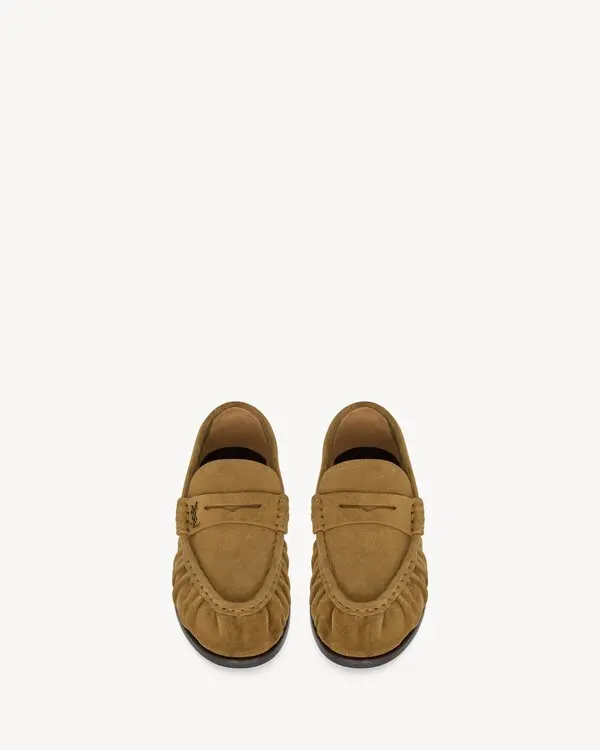 Saint Laurent Le Loafer Supple Suede Penny Loafers - Cognac