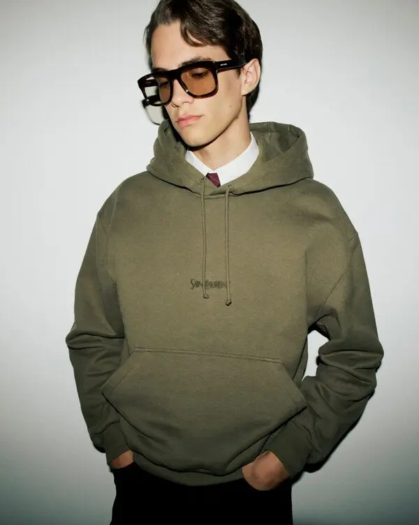 Saint Laurent Fleece Hoodie - Kaki