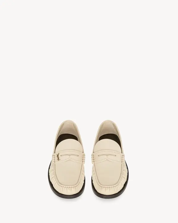 Saint Laurent Lauriat Loafers In Smooth Leather - White