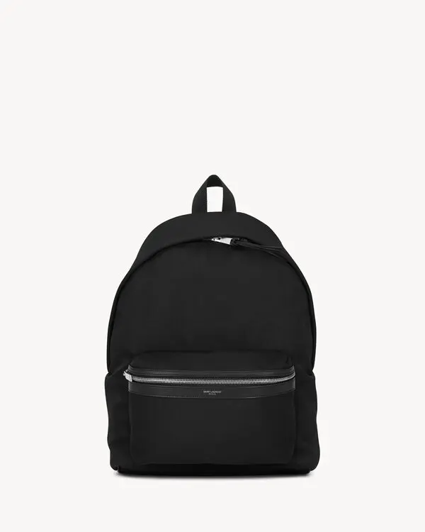 Saint Laurent City Backpack In Canvas, Nylon And Leather - Black