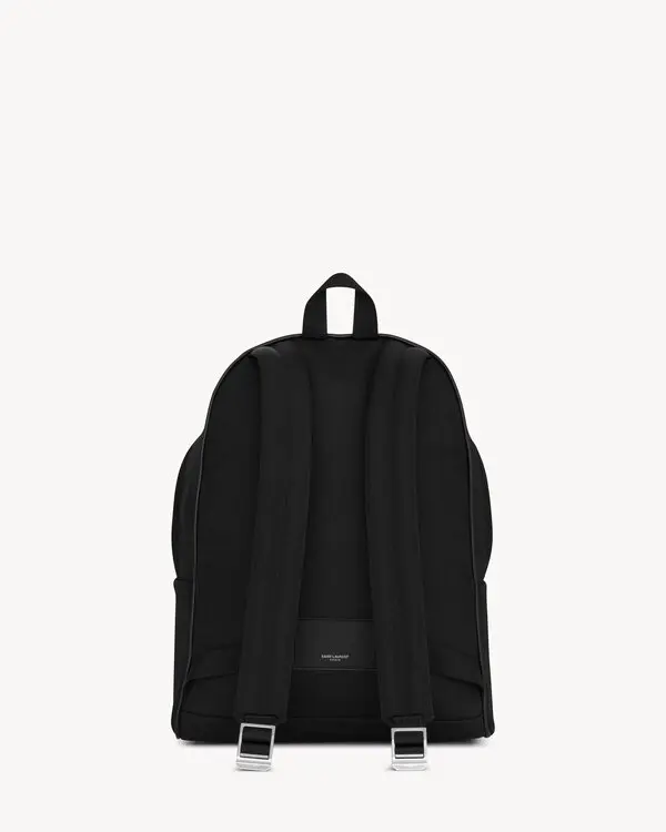 Saint Laurent City Backpack In Canvas, Nylon And Leather - Black