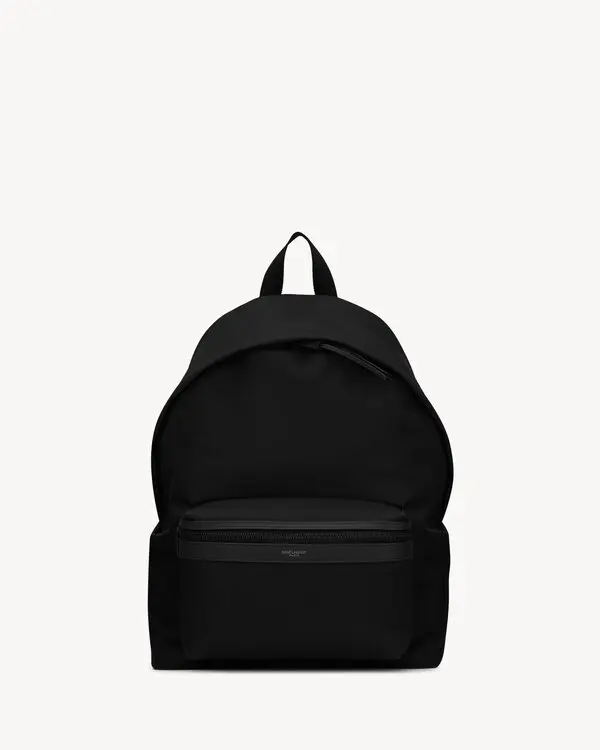 Saint Laurent City Backpack In Econyl, Smooth Leather And Nylon - Black