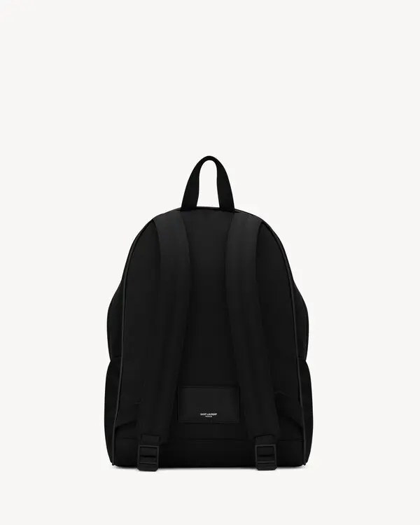 Saint Laurent City Backpack In Econyl, Smooth Leather And Nylon - Black