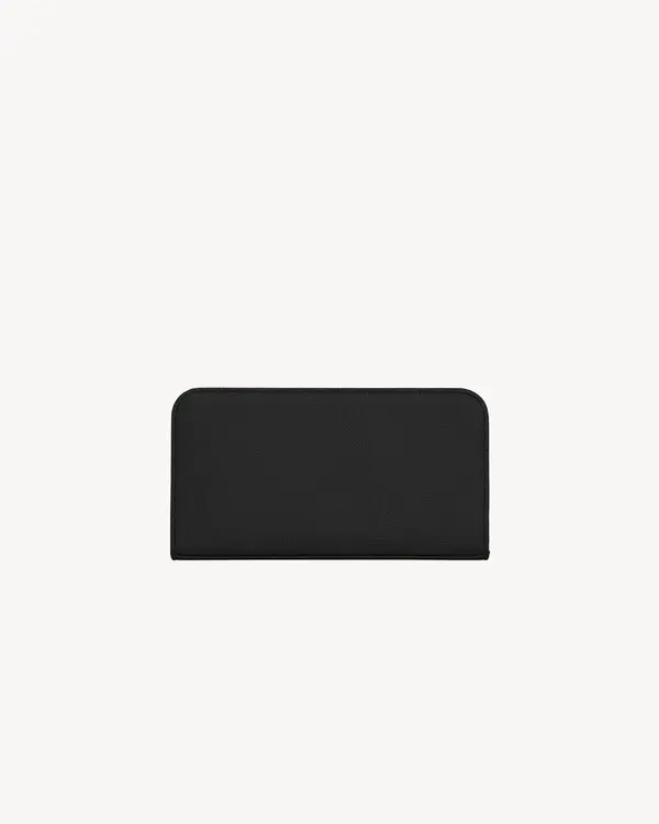 Saint Laurent Paris Zip Around Wallet In Grain De Poudre Embossed Leather