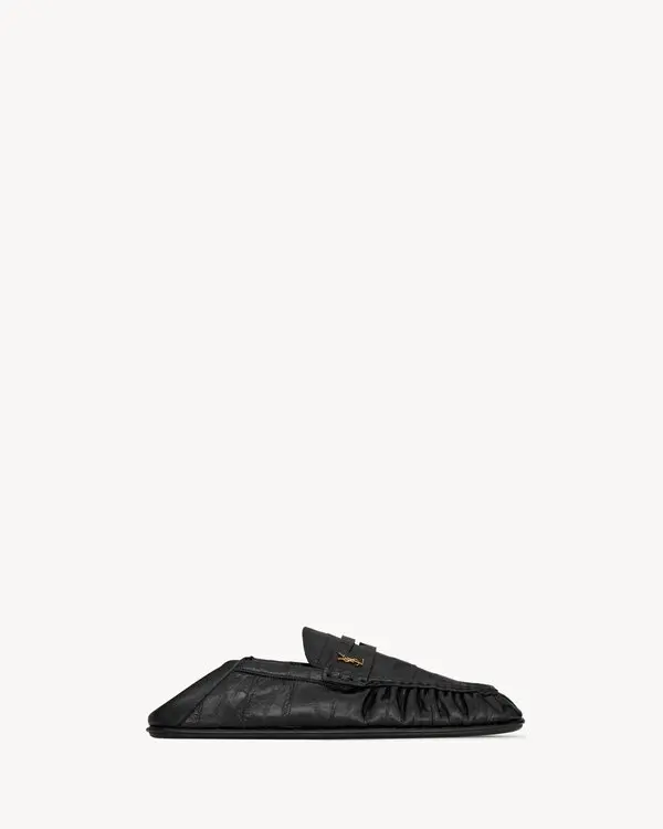 Saint Laurent Le Loafer Foldable In Eel - Black