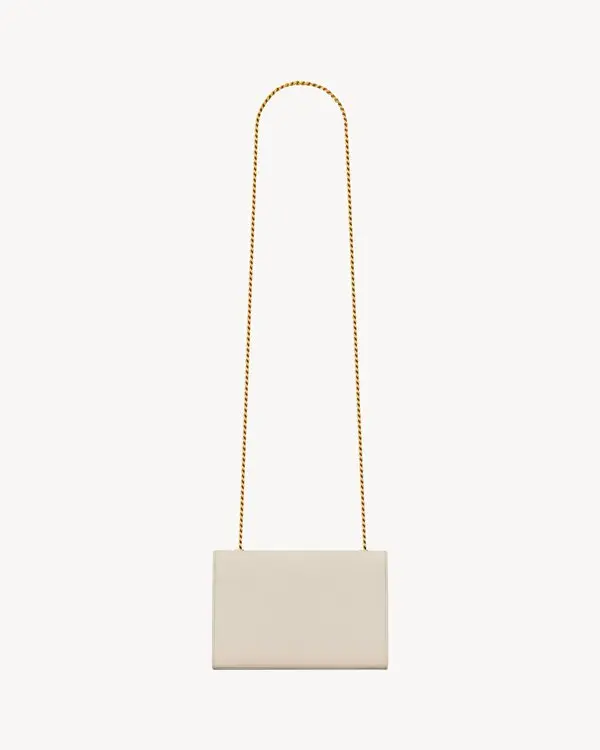 Saint Laurent Kate Small Grain De Poudre Embossed Leather Bag - White