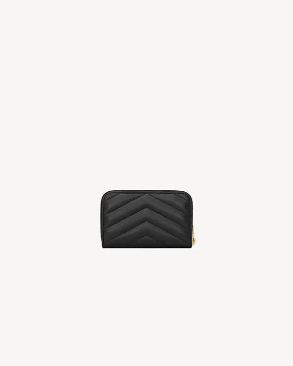 Saint Laurent Cassandre Matelassé Coin Card Wallet In Lambskin