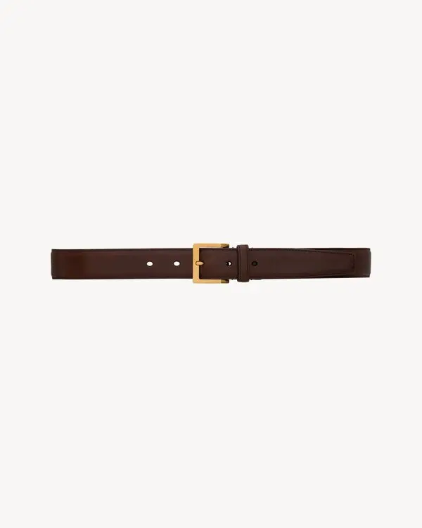 Saint Laurent Vadim Belt In Leather - Burnt Chocolate