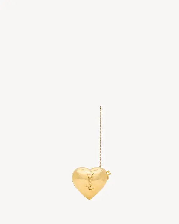 Saint Laurent Evening Heart Minaudière In Brass