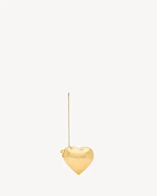 Saint Laurent Evening Heart Minaudière In Brass