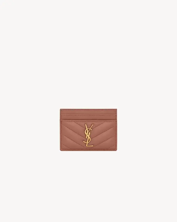Saint Laurent Cassandre Card Case In Lambskin - Barely Pink
