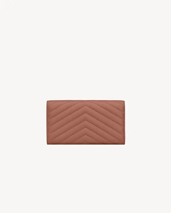 Saint Laurent Cassandre Large Wallet In Lambskin - Barely Pink