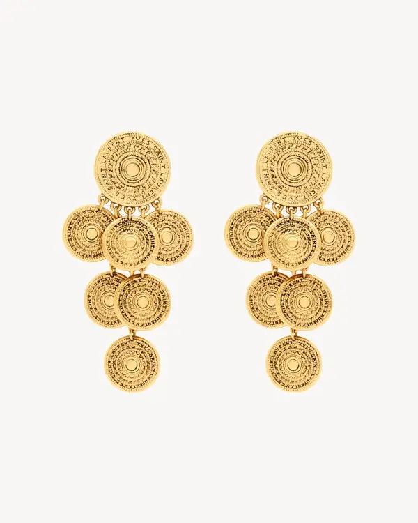 Saint Laurent Charm Drop Earrings - Brass Gold