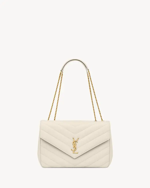 Saint Laurent Loulou Large In Matelassé Lambskin - White