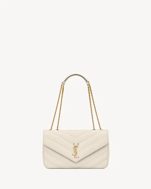 Saint Laurent Loulou Medium In Matelassé Lambskin - White
