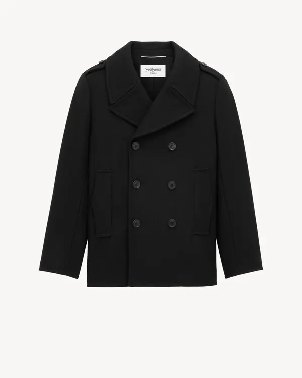Saint Laurent Double-breasted Peacoat In Wool