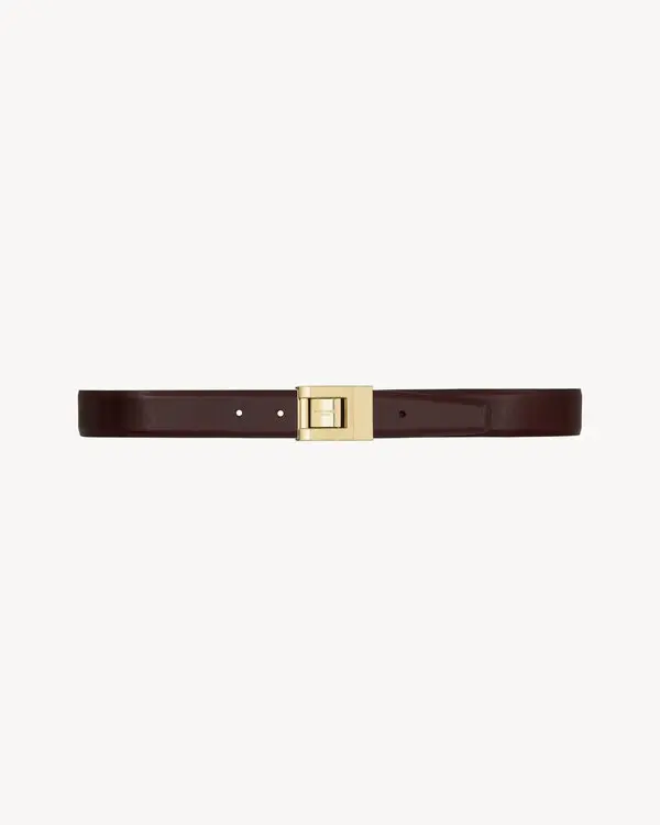 Saint Laurent La 76 Belt In Smooth Leather - Rouge Cabernet