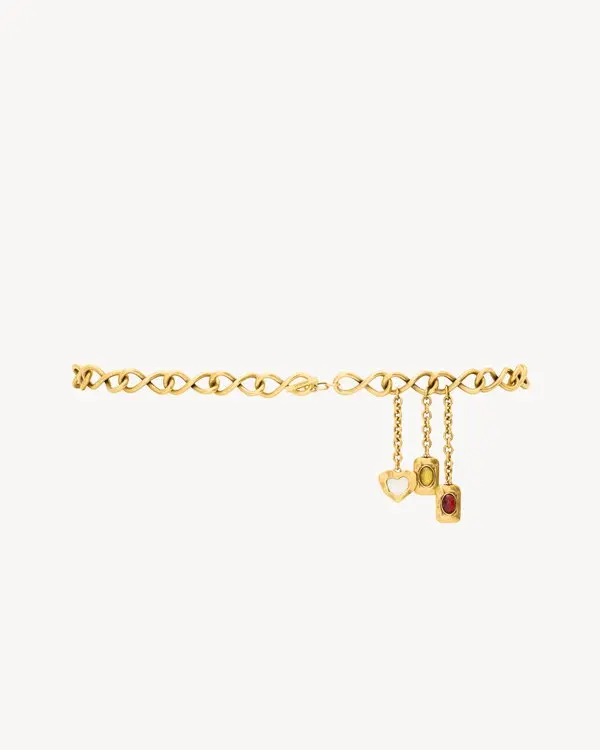 Saint Laurent Chain Belt With Charms - Light Bronze
