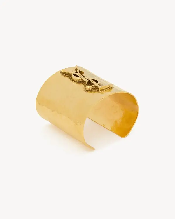 Saint Laurent Cassandre Cuff In Metal - Brass Gold