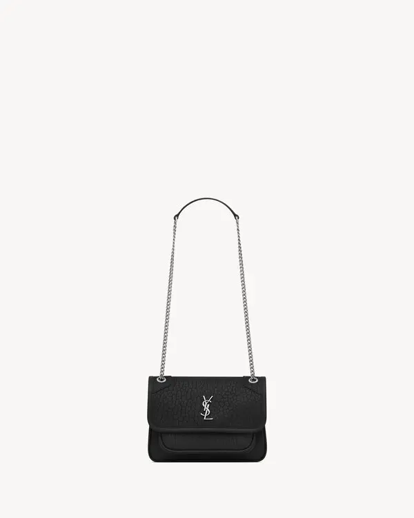 Saint Laurent Niki Mini Bag In Grained Lambskin - Black