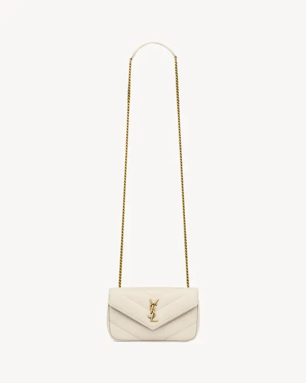 Saint Laurent Loulou Mini Lambskin Bag - White
