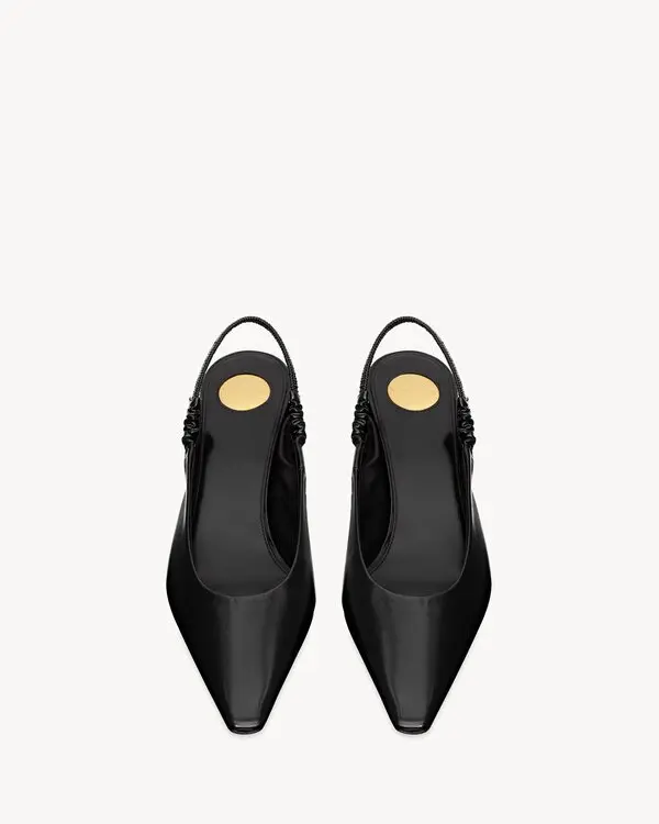 Saint Laurent Anne-marie Slingback Pumps In Smooth Leather