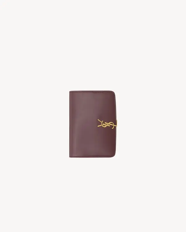 Saint Laurent Voltaire Passport Case In Box - Rouge Cabernet