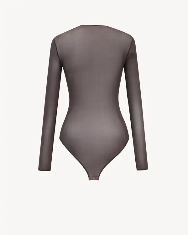 Saint Laurent Crewneck Long Sleeve Bodysuit In Jersey