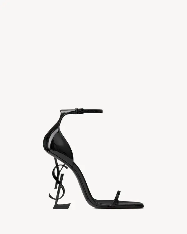Saint Laurent Opyum Patent Leather Sandals - Black