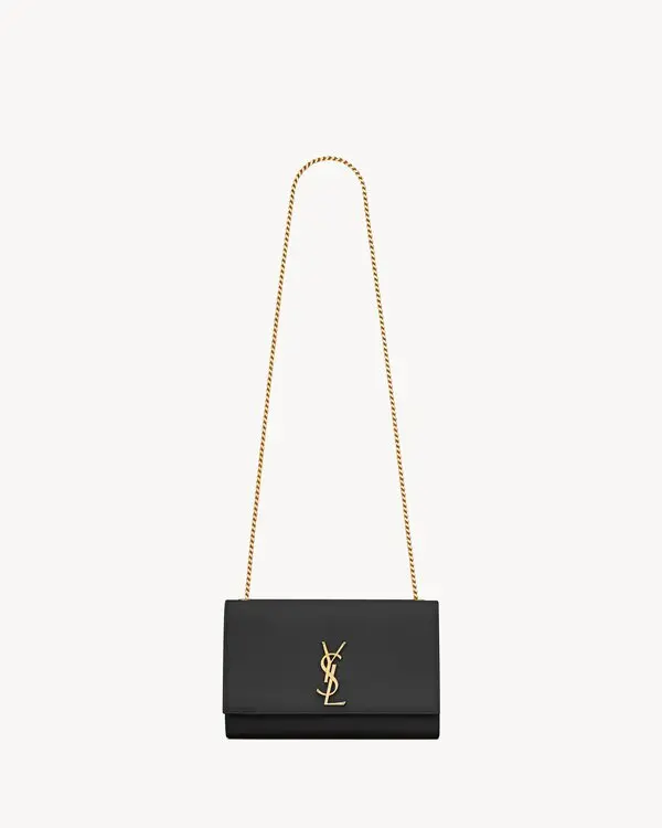 Saint Laurent Kate Medium Bag In Grain De Poudre Embossed Leather - Black