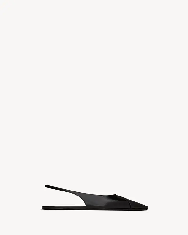 Saint Laurent Babylone Slingback Flats In Smooth Leather - Black