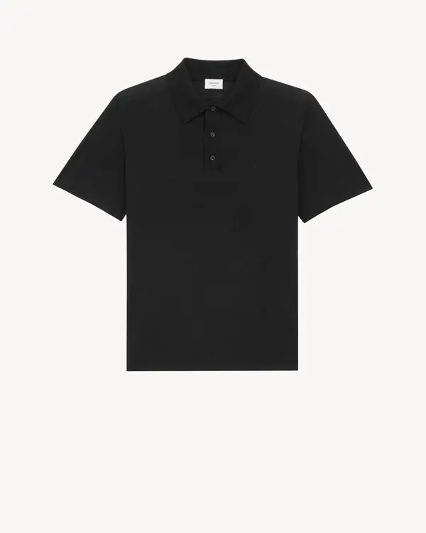 Saint Laurent Cassandre Polo In Wool - Black