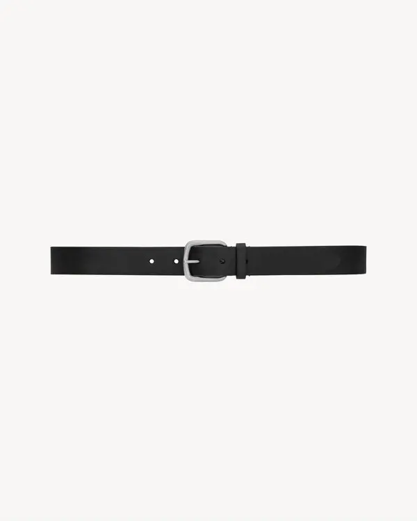 Saint Laurent Rectangular Buckle Belt In Leather - Black