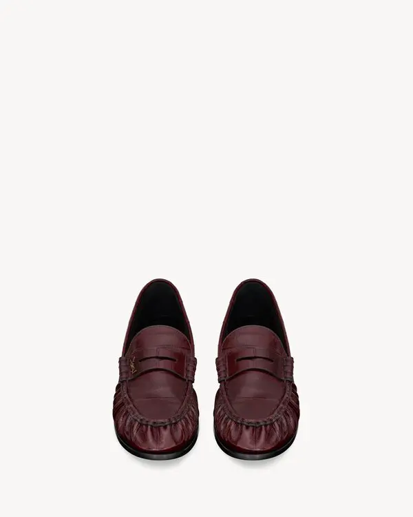 Saint Laurent Le Loafer Supple In Eel - Deep Bordeaux