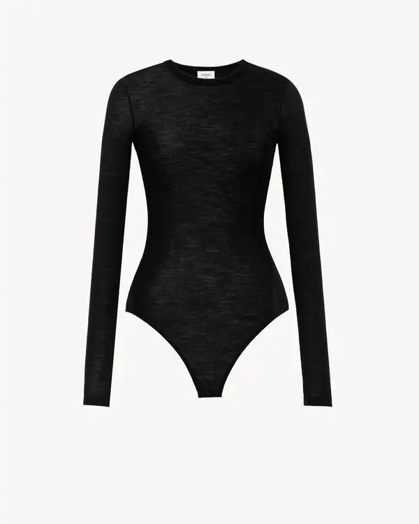 Saint Laurent Crewneck Bodysuit In Wool Jersey