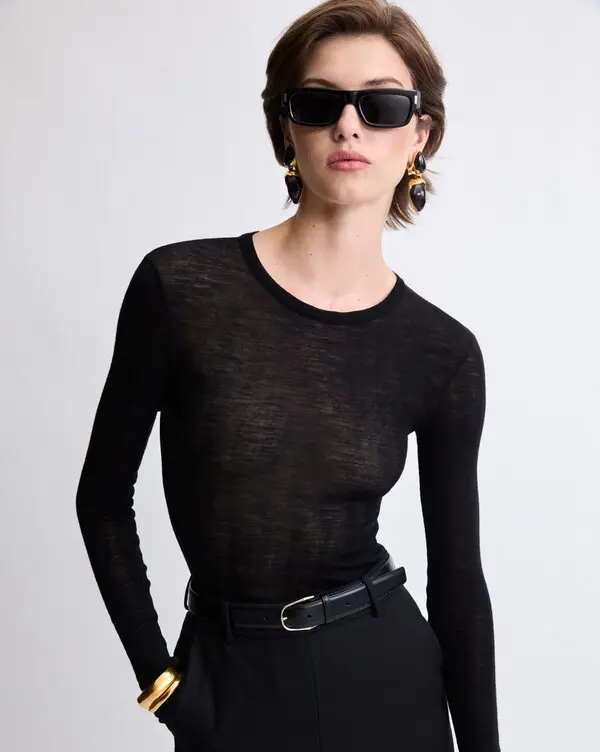 Saint Laurent Crewneck Bodysuit In Wool Jersey