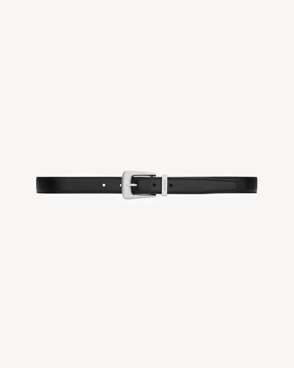 Saint Laurent Folk Belt In Smooth Leather - Black