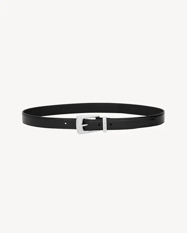 Saint Laurent Folk Belt In Smooth Leather - Black