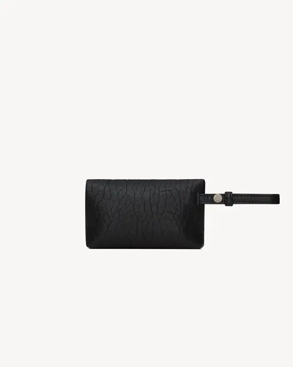 Saint Laurent Cassandre Micro Envelope Pouch In Grained Leather
