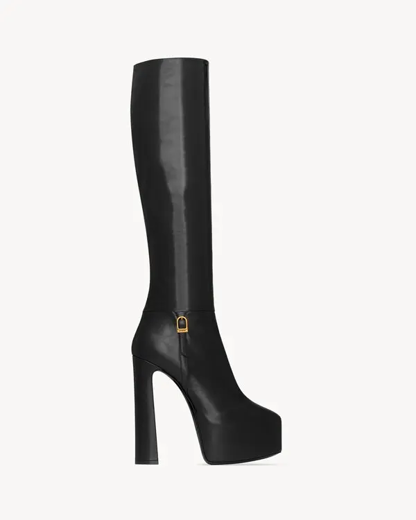 Saint Laurent Nico Platform Boots In Smooth Leather