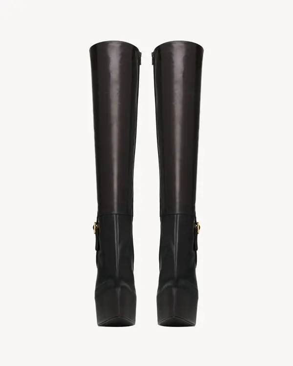 Saint Laurent Nico Platform Boots In Smooth Leather
