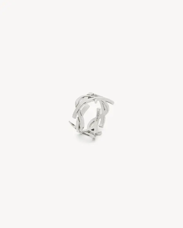 Saint Laurent Cassandre Ring In Metal - Oxidized Silver
