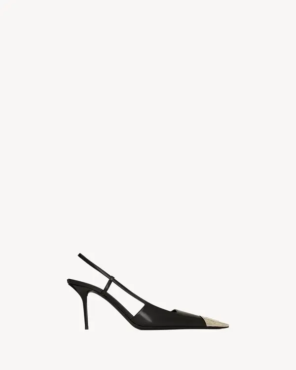 Saint Laurent Jeanne Slingback Pumps In Glazed Leather